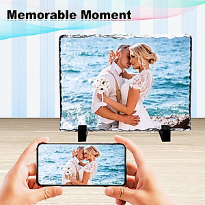 6 Pack Sublimation Slate Blanks,Heat Thermal Transfer Sheet Stone Photo Frame DIY Sublimation Blank with Display Holder for Desktop Souvenir Custom Design Work