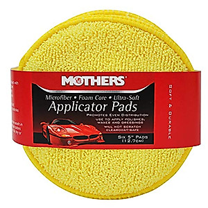 Mothers 156801 Yellow Microfiber Ultra Soft Applicator and Cleaning Pads (Six 5 Inch Pads)