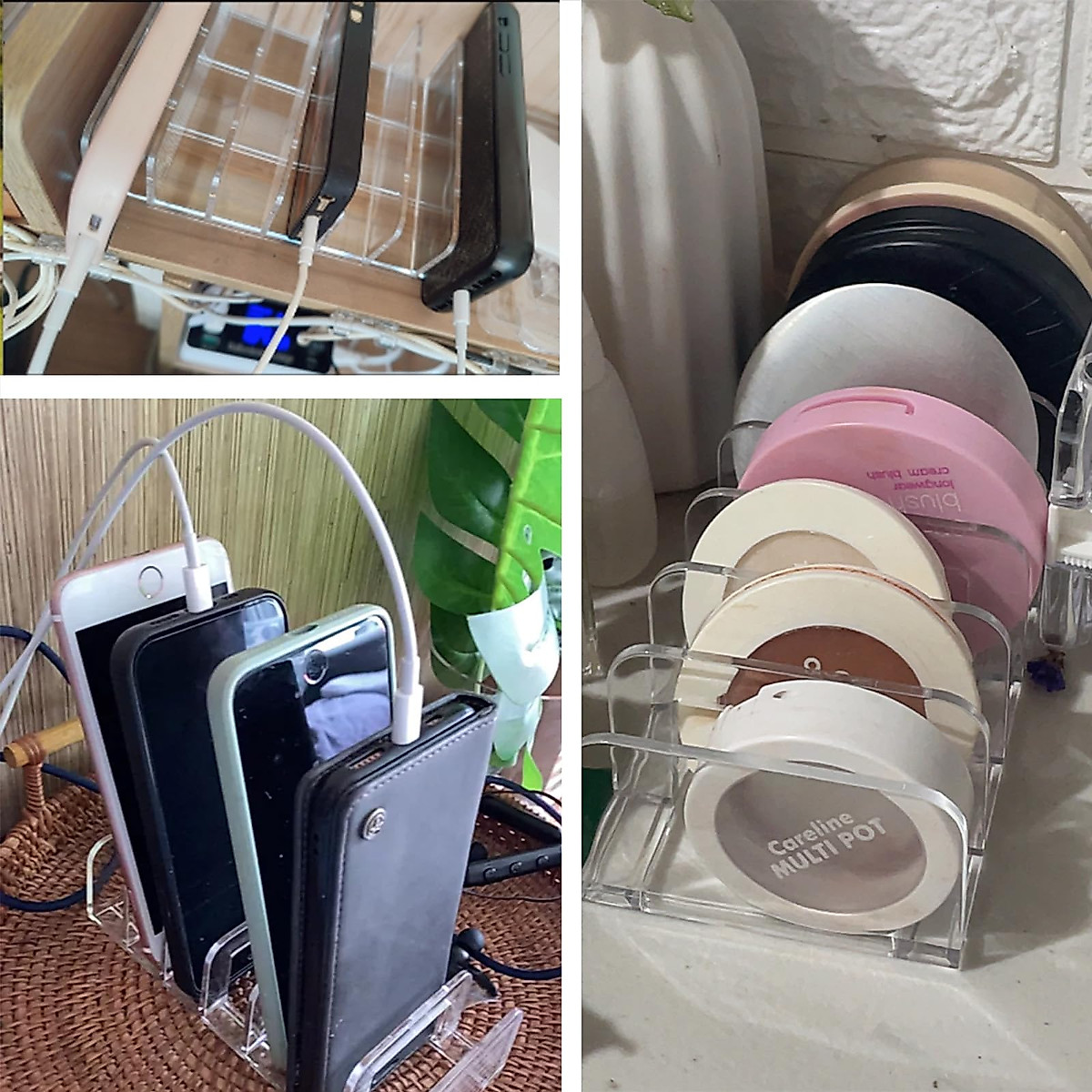 Tecbeauty 2pcs Makeup Palette Organizer Clear Cosmetic Eyeshadow Palettes Storage Tray - 15 Slots