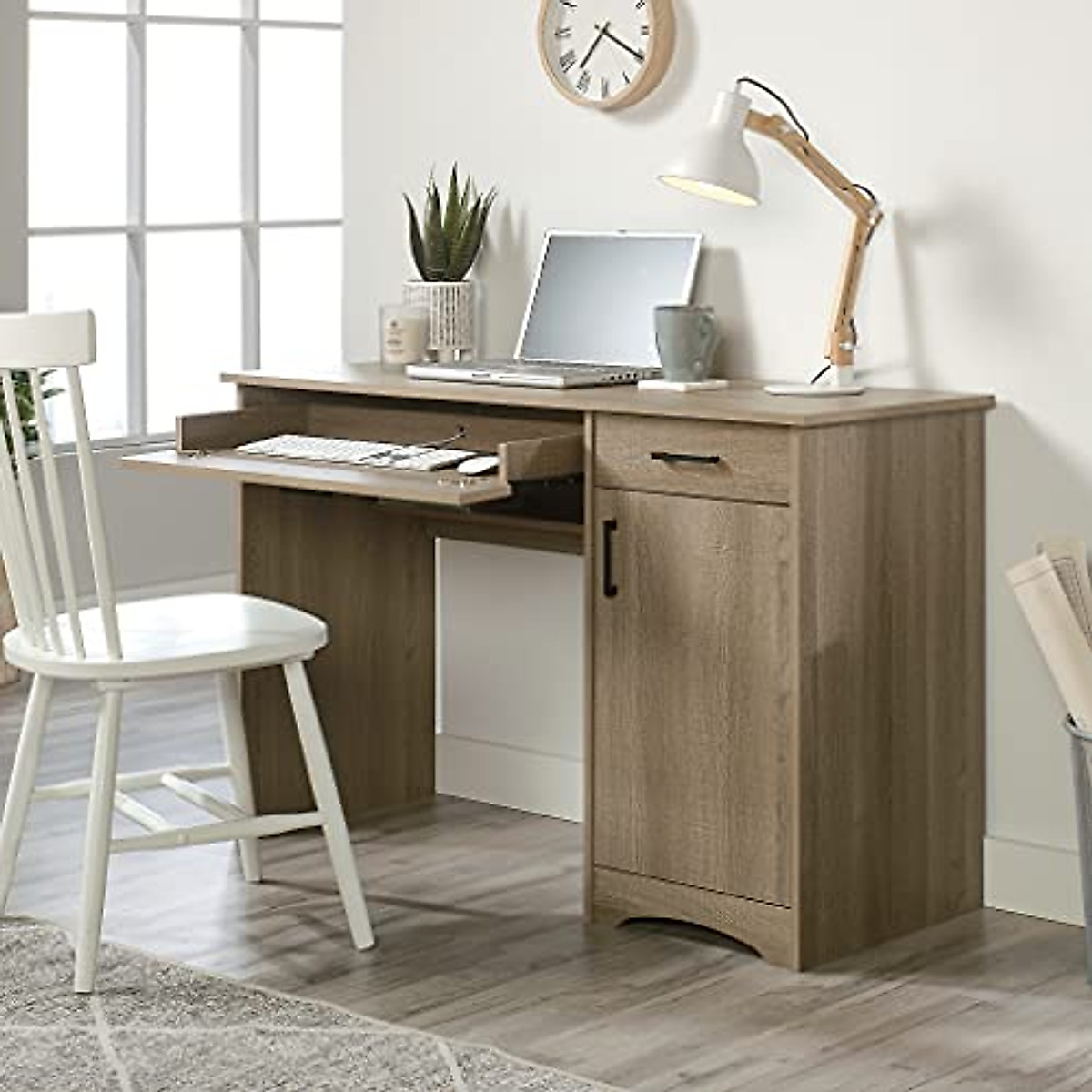 Sauder Beginnings Desk, L: 46.81" x W: 18.50" x H: 29.96", Summer Oak Finish