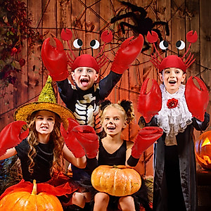 Newcotte 2 Pcs Halloween Crab Lobster Costume Set Funny Hat Latex Giant Crab Claws Gloves for Men Women Cosplay Party(Crab Style)