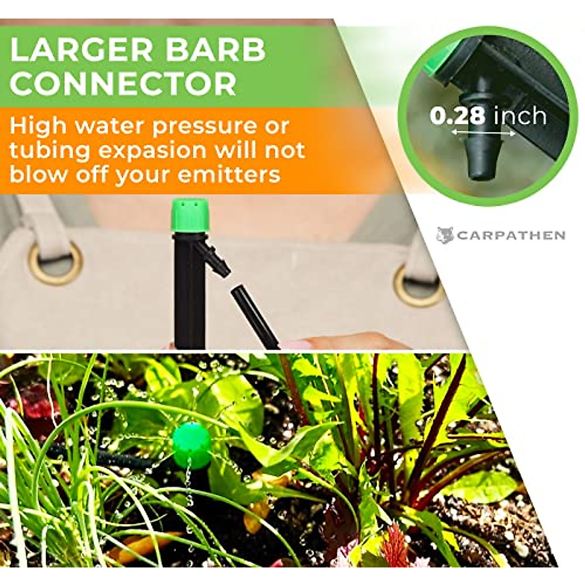 CARPATHEN Drip Irrigation Emitters Spray - 50 pcs Drip Sprinkler Head for 1/4 inch Drip Irrigation Tubing, 360 Degree Adjustable Drip Emitters Sprayer for Garden Irrigation System, Lawn, Flower Beds