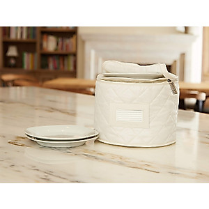 Covermates Keepsakes - Dish Storage - Padded Protection - ID Window - Stain Resistant - Machine Washable - China Storage-Cream