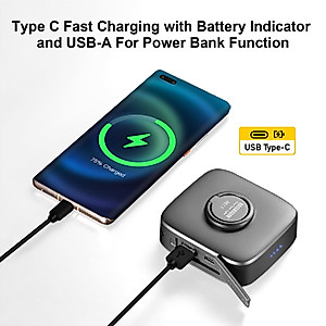 ROCKMASON RM-F5 LED Camping Lantern Rechargeable, 5200mAh Power Bank, Outdoor Flashlight, Magnetic Base Multi-Purposes Camping Light for Hurricane Emergency, Camping, Hiking and Power Outage (Grey)