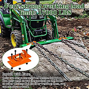 Tractor Bucket Hooks | Grade 70 Forged Steel Bolt On Grab Hook Tow Hook Mount| Heavy Duty Tractor Bucket Accessories | Perfect for Tractor Bucket, RV, UTV, Truck and More, Max 17000 lbs Orange, 2 Pack