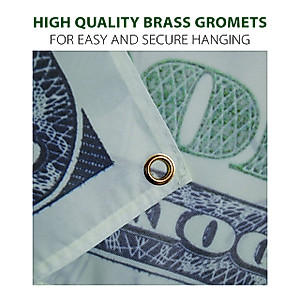 Motivational 100 Dollar Bill Large Life Size Money Flag Backdrop -Man Cave Wall Decorations Benjamin Franklin Dorm Bedroom Accessories - Frat House Living Room Flag 2X5 Cool Flag for Guys Home Office