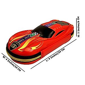 CB Cool Sports Car Pencil Case, Pencil Box for Kids Students Car Lovers, EVA Material Hard-Shell Zipper Case, Big Capacity, Fun Design (Red), 9.13 x 4.41 x 2.4 Inches