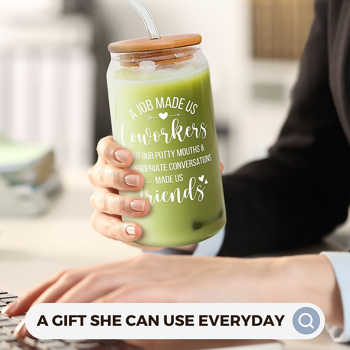 Coworker Gifts for Women - Farewell Gifts for Coworkers, Going Away Gift for Coworker, Goodbye Gifts for Coworkers - Christmas Gifts for Coworkers Women - Bestie Gifts for Women - 16 Oz Can Glass