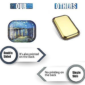 Rolling Tray with Magnetic Lid,Smooth Rounded Edges Double-Sided Printing with Van Gogh Art Premium Metal Small Tray,Perfect Storage for Home Or On-The-go-7" X 5.5" (Van Gogh Art)