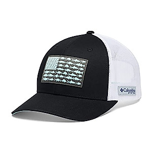 Columbia Unisex PFG Fish Flag Snapback Ball Cap, Black, White, One Size