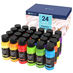 Acrylic Paint Set Non Toxic 24 Vibrant Colors Acrylic Paint No Fading Rich Pigment for Kids Adults Artists Canvas Crafts Wood Painting