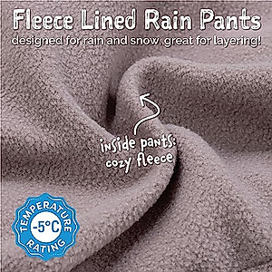JAN & JUL Lined Water-Proof Pants Kids, Cozy Rain Gear for Boys Girls (Fleece-Lined: Black, 2T)