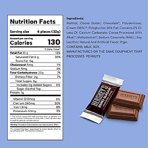 Hershey-bars Miniature MILK Zero Sugar Chocolate Candy, Aprox 37 Bars, Individually Wrapped Miniatures Bars in tundras bag