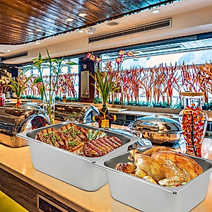 2 Pack 1/2 Size Stainless Steam Hotel Pan with Lid, Anti Clogging Stainless Steel Steam Table Pans, Steam Table Pan Restaurant Supplies Anti Rust Steam Pan Water Pan for Party, Hotel, Buffet