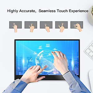 Virzen 15.6" Portable Touchscreen Monitor with Kickstand 1080P Mini HDMI Compatible with Phone Laptop Computer Switch