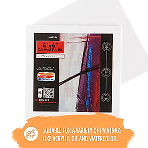 Neliblu White Canvases for Painting - Pack of 12, 4x4 Inches - Cotton Painting Canvas Boards for Oil and Acrylic Painting, Art Canvas for Dry and Wet Canvas Painting | White Canvas Board for Kids