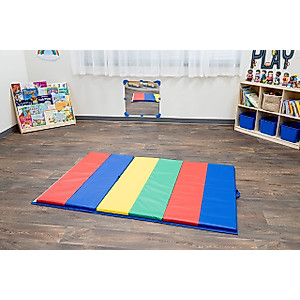 Children's Factory Rainbow Folding Gym Mat, 4' x 6', CF321-145, Toddler and Baby Preschool Activity Floor Mat, Kids Soft Play Equipment for Playroom