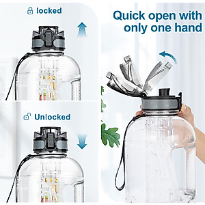 UTEBIT 74 OZ Fruit Infuser Water Bottle, Half Gallon Insulated Sports Water Bottle With Straw, 2.2L BPA Free Leak Proof Tritan Large Water Jug with Strap for Gym, Camping, Travel, Outdoor