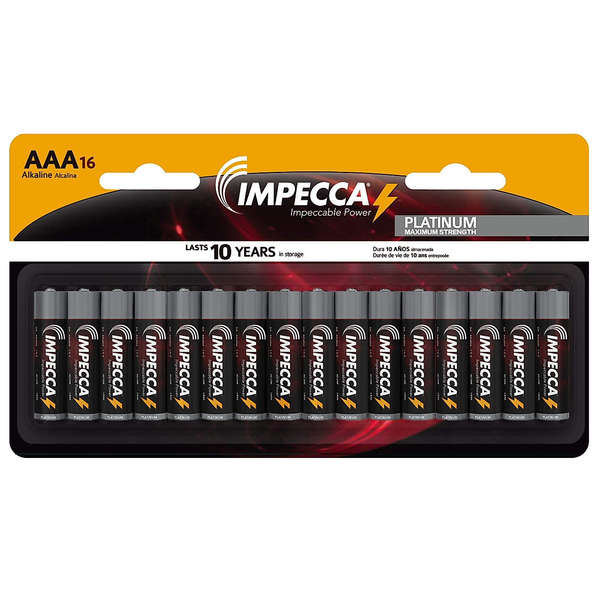 Impecca AAA Batteries High Performance Alkaline Battery Long Lasting, and Leak Resistant, LR3, Platinum Series, 16 Pack