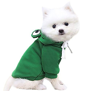 Dog Clothes, Dog Sweatshirt Hoodie Fleece Sweater Frog Coat Outfit Winter Warm Cat Clothes for Puppy Small Medium Dogs (S)
