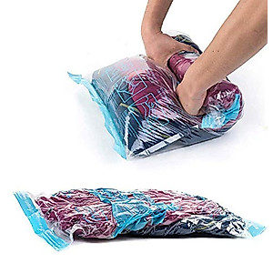 Merisiga 12 Pack Travel Space Saver Compression Bags for Travel, Camping and Storage, (Jumbo×4, Large×4, Small×4) Roll Up Reusable Travel Space Saver Vacuum Storage Bags, No Vacuum or Pump Needed