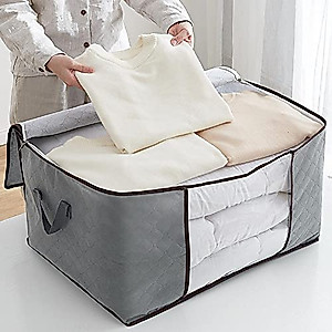80L Foldable Storage Bins Clothes Comforters Blankets Quilts Duvets Pillows Bedding Storage Containers with Handles (Gray,2)