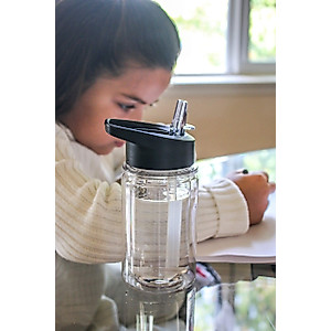 CALIFORNIA STRAWS Set of 4 Double Wall Kids Sport Water Bottle 10 Oz, Shatter-resistant (Clear)