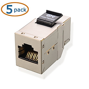 Cable Matters [UL Listed] 5-Pack 10Gbps Shielded Cat 6A Keystone Coupler (Shielded Cat6 Keystone Jack Coupler / RJ45 Ethernet Female to Female Keystone Jack) for Patch Panel, Wall Plate