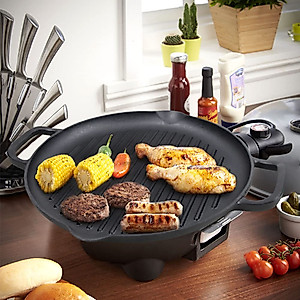Cast Iron Grill Pan 12.6 inch Pre-Seasoned Cast Iron Griddle pan Dual Handles Cast Iron Skillets for BBQ Round Cast Iron Pan Griddle Pan for any Stove top and all Cooking tops