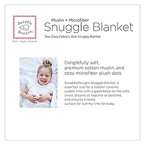 SwaddleDesigns Snuggle Blanket, Microfiber and Cotton Muslin, Sterling Little Lamb and Plush Dots