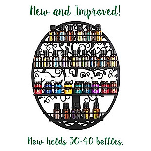 SoCal Buttercup Essential Oils & Nail Polish Organizer - Display Holder Storage Shelf from Oval Black with Tree Silhouette - Wall Mounted Round Rack Oil Bottle Storage (Black)