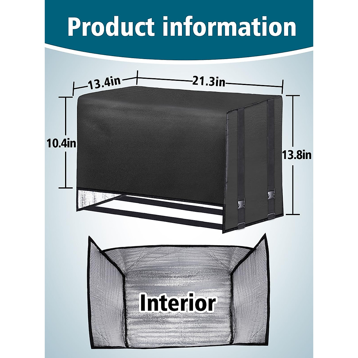 Windproof Window AC Cover Fits Midea U-Shaped 8000/10000/12000 BTU - Thicken Oxford Air Conditioner Cover for Winter Outside, 21.3''W x 13.4''H x 13.8''D