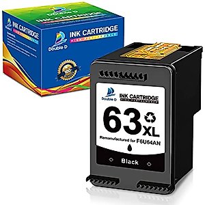DOUBLE D 63XL Black Ink Cartridge Remanufactured Replacement for HP 63 XL 63XL for Envy 4520 4512 OfficeJet 3830 4650 5255 5258 4650 Deskjet 1112 1110 3634 3639 3632 Printer (1 Black)