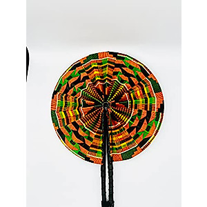 Shophaven African Kente Hand Fan 1, African Ankara Print Fan, Ankara Handheld Fan, Afrocentric Foldable Fan, African Kente Print Fan
