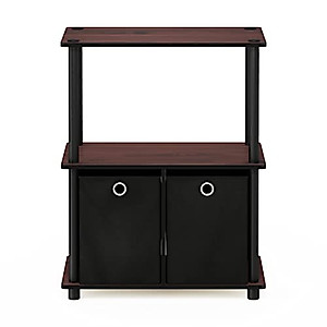 Furinno Go Green 3-Tier Multipurpose Storage Shelf with Bins, Dark Cherry/Black