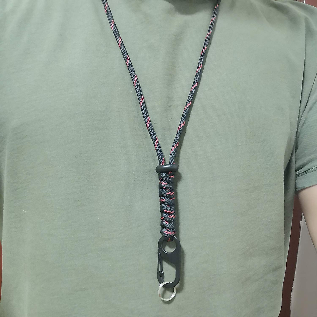 BSGB 2PCS Paracord Lanyard Adjustable Neck Strap Keychain Survival 550 Fish & Fire Cord Military Grade Parachute Rope with Metal Hook for Outdoor