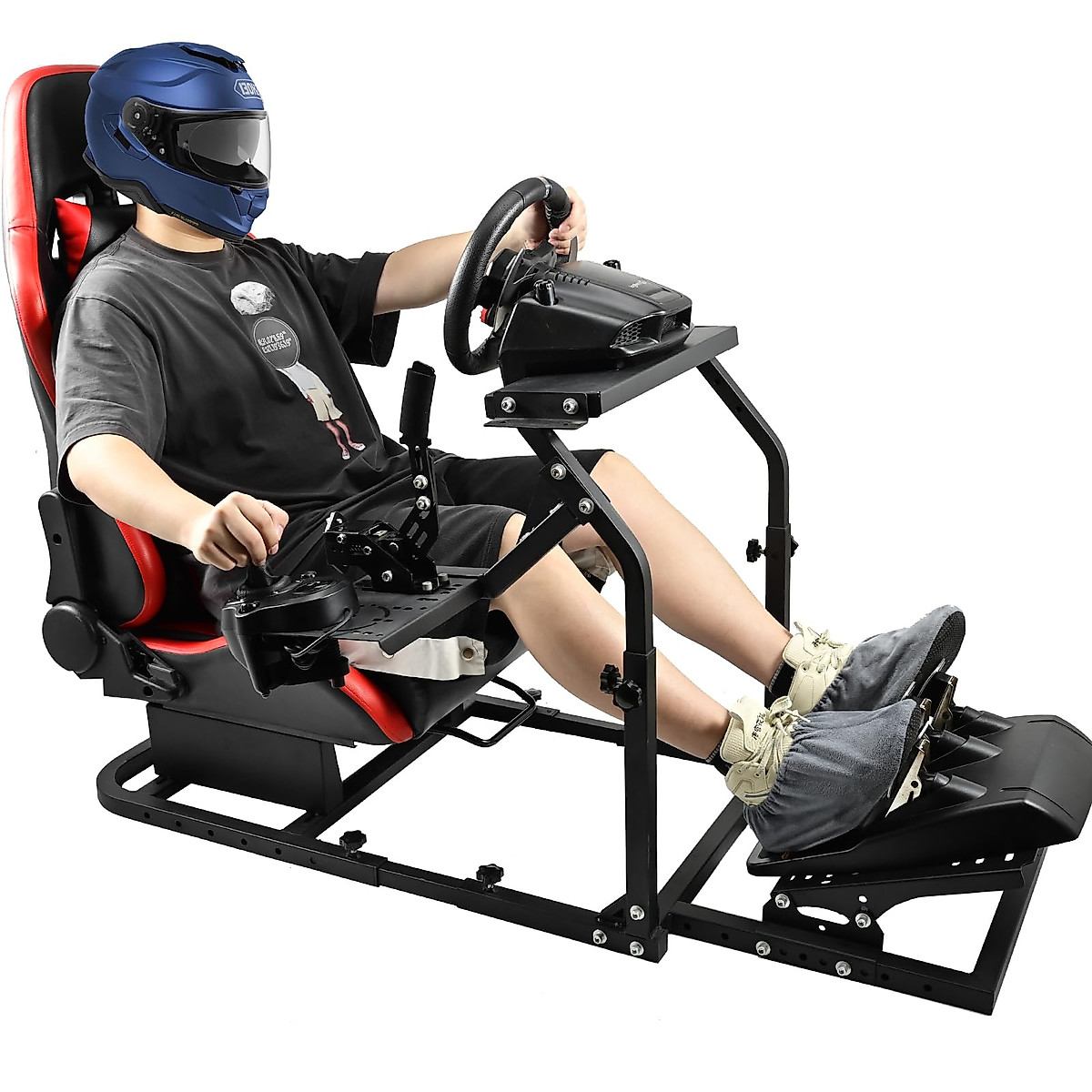 Anman Generic Racing Simulator Cockpit with Racing Seat fit for Logitech Fanatec Thrustmaster G27,G29,G920,T500RS,T300RS,Racing Wheel Stand Video Game fit for PC,PS4,Xbox,Wheel Shifter Pedals Without