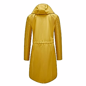 Womens Winter Coats, Solid Colored Hooded Long Sleeved Trench Coat With Striped And Straight Tube Jacket Plus Size Raincoat For Women Coat Pea Jackets, Puffer Coats (XL, Yellow)