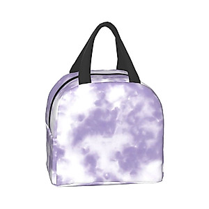 Purple Clouds Tie Dye Lunch Box Bento Travel Bag Picnic Tote Bags Insulated Durable Container Shopping Bag Reusable Waterproof Bags For Adult Women Men
