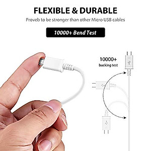 Short MicroUSB Cable Compatible with Your Samsung Godiva with High Speed Charging 2 Pack. (1Black,1White, 20cm 8in)