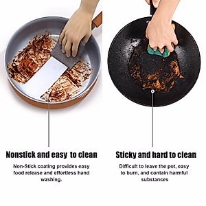 cooper pan Signature 10-Piece Ceramic Nonstick Aluminum Cookware Set, Induction Compatible Pots and Pans Set, Dishwasher Safe Oven Safe PTFE PFOA Free-Copper