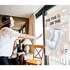 TYHJOY Baby Shower Party Games Favors, Pin The Sticker On The Diaper - Funny Baby Shower Games for Adults Girl Boy 48 Guests