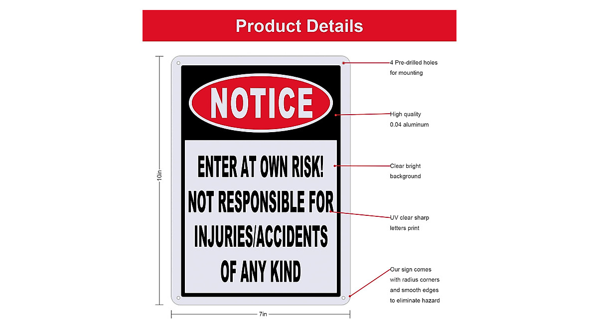 Enter at Your Own Risk Sign 2-Pack - Durable & Easy Install