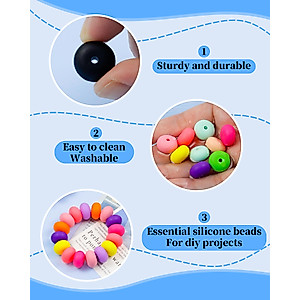 180PCS FIVEIZERO Silicone Lentil Beads,14mm 30 Colos Abacus Silicone Beads Silicone Beads Bulk Loose Spacer Jewelry Beads Colorful DIY Lanyard Beads for Making Necklace Keychain Accessories