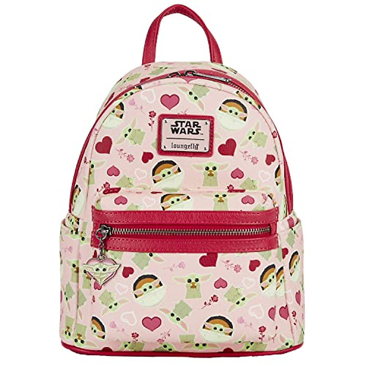 Loungefly Star Wars Baby Yoda Pink All Over Print Womens Double Strap Shoulder Bag Purse