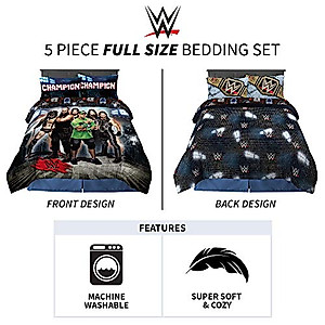 Franco Kids Bedding Comforter and Sheet Set, 5 Piece Full Size, WWE Armageddon