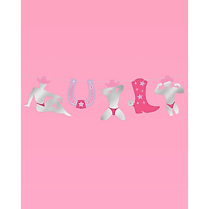 xo, Fetti Bachelorette Cowboy Dancer Foil Banner - 5 Ft. | Male Dancer Stripper Bach Party Decoration, Western Photobooth Backdrop, Last Rodeo Supplies, Brides Last Ride, Bridal Shower Supplies