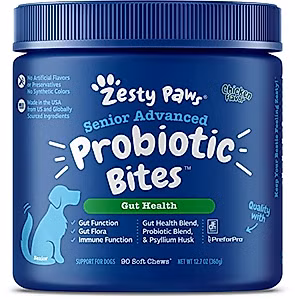 Zesty Paws Probiotics for Dogs - Digestive Enzymes for Gut Flora, Digestive Health, Diarrhea & Bowel Support - Clinically Studied DE111 - Dog Supplement Soft Chew for Pet Immune System - Advanced
