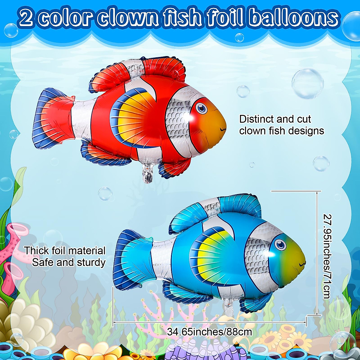 Capoda 38 Pcs Fish Balloons Fishing Birthday Party Supplies Gone Fishing Latex Balloons Fish Bobber Balloons Gone Fishing Party Supplies Clown Fish Foil Balloons Fish Under the Sea Party Decorations