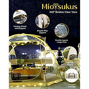 Transparent Outdoor Tent, Larger Space with 88.5ft2, 10' x 10' Portable Clear Screen House, 4-6 Person Shelter, Clear Pod, Canopy Gazebo for Patios, Backyards, Camping